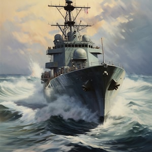 Navy Ship Art Poster | Naval Artwork | Maritime Painting | Naval ...