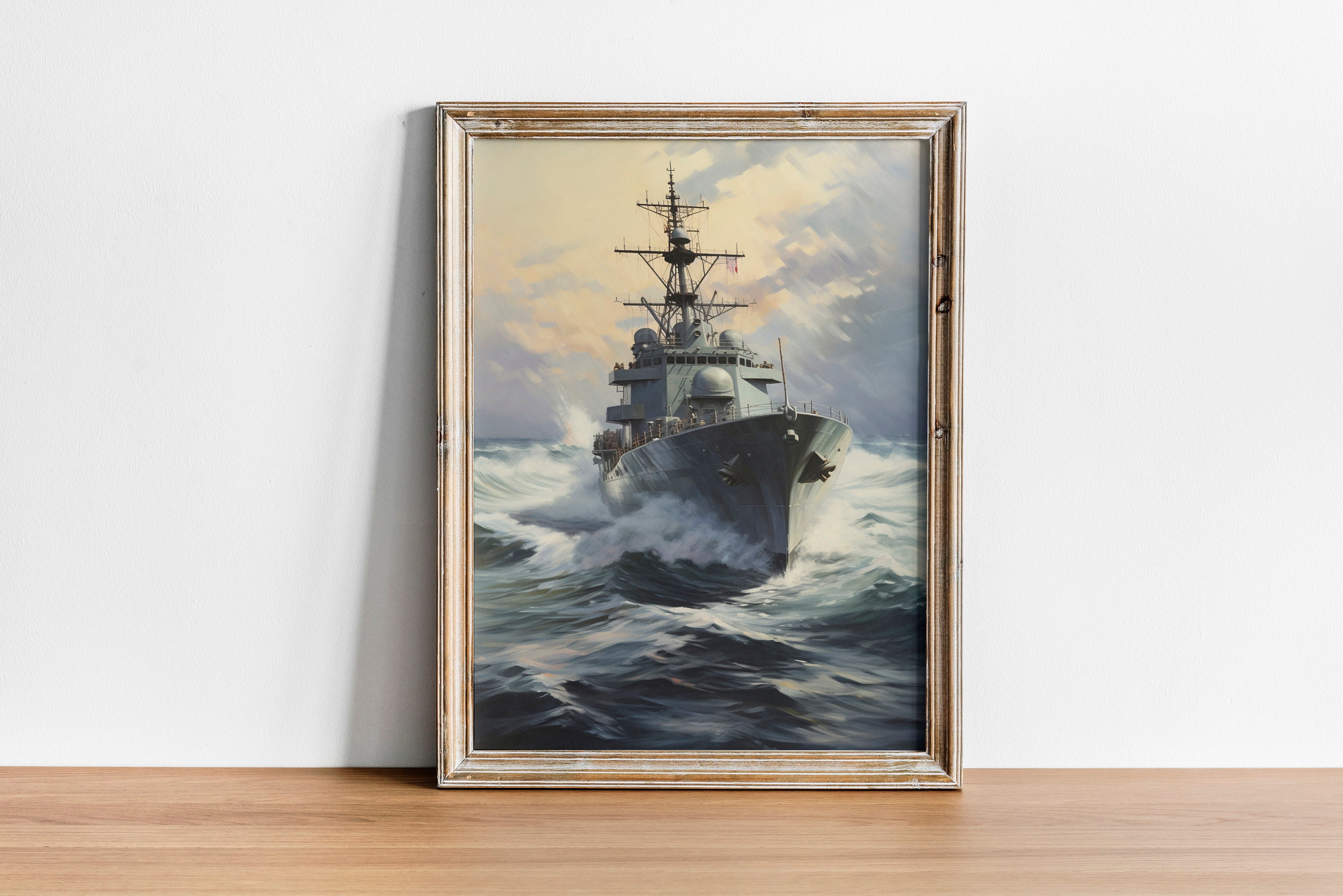 Navy Ship Art Poster | Naval Artwork | Maritime Painting | Naval ...