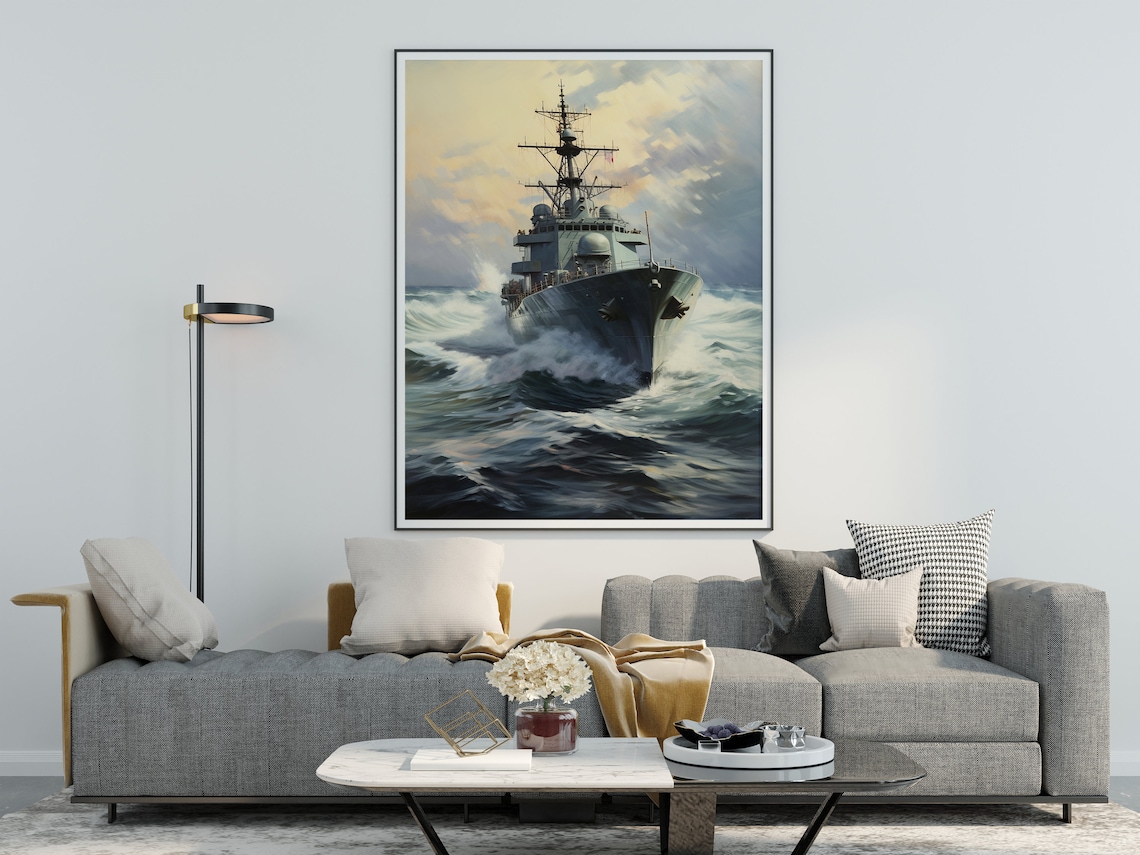 Navy Ship Art Poster | Naval Artwork | Maritime Painting | Naval ...