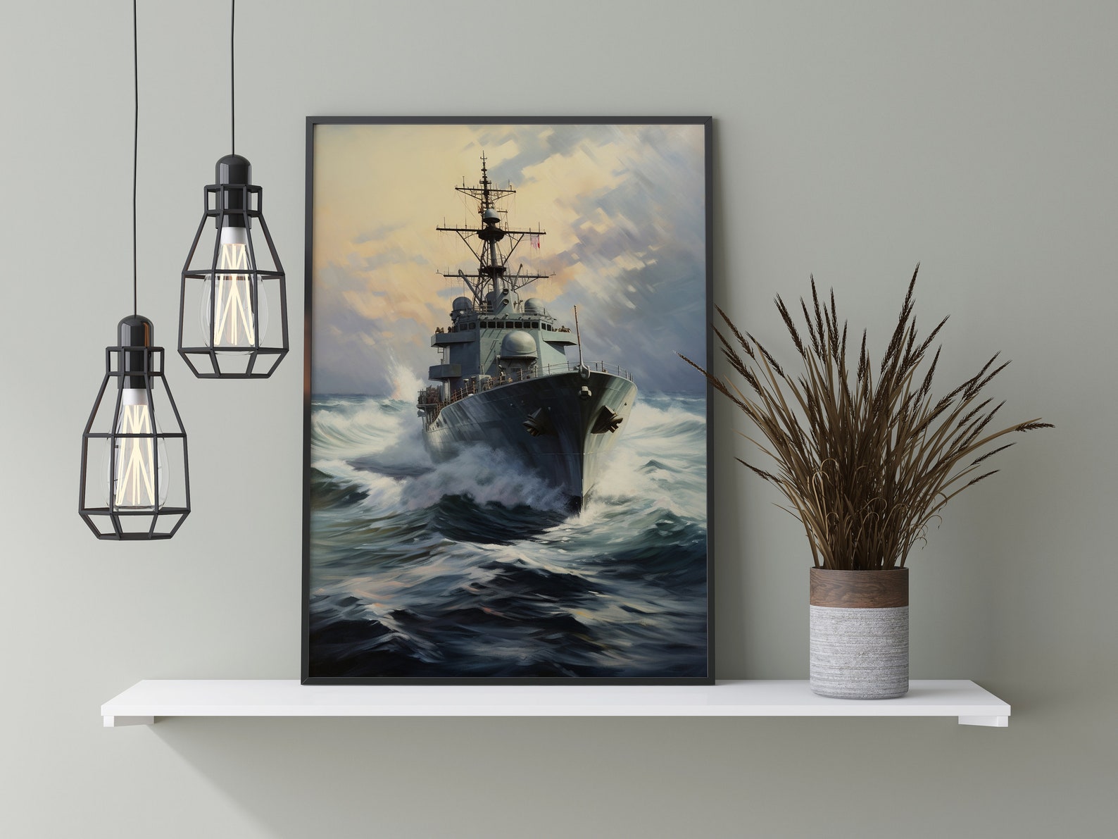 Navy Ship Art Poster | Naval Artwork | Maritime Painting | Naval ...