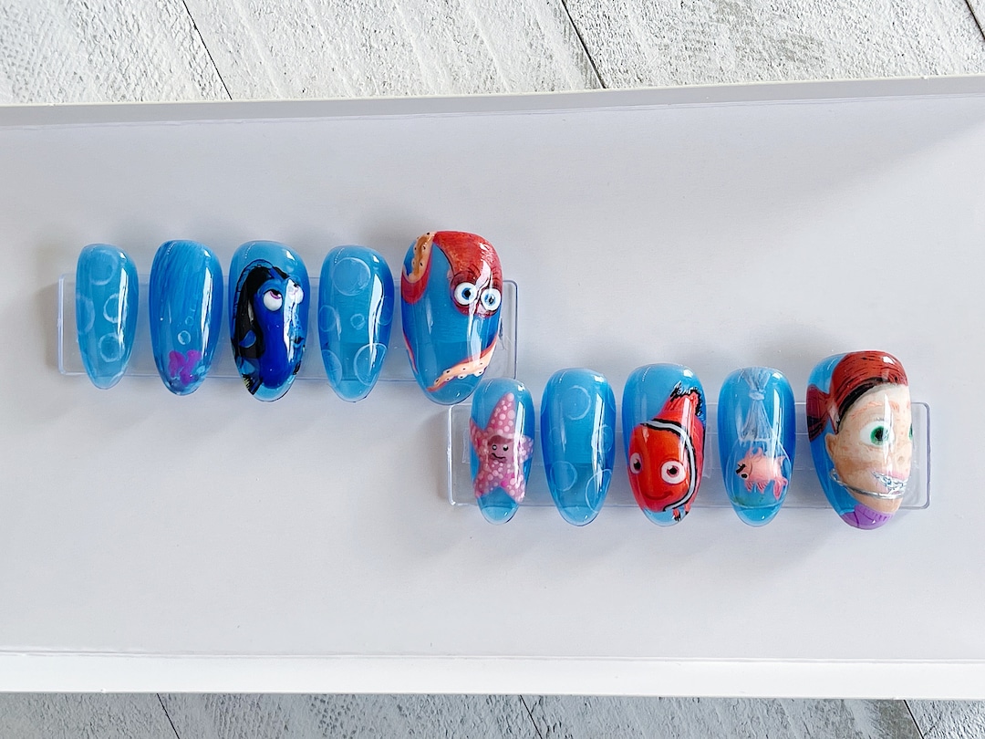 Hand-painted Nemo & Friends Press on Nails - Etsy