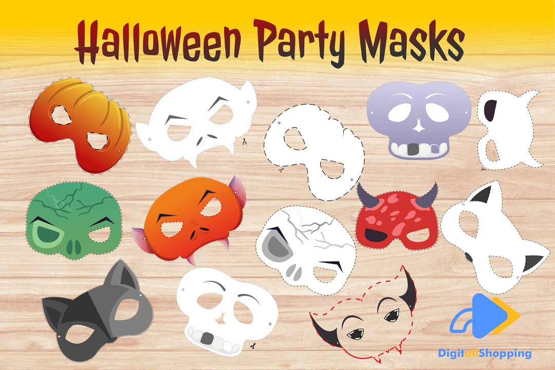 13 Pieces Halloween Masks | Printable Masks | Halloween Costume | Party ...