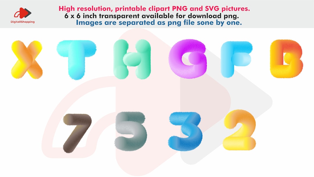 Colorful, Fun, Cute, Fluffy Letters and Numbers, Birthday Celebrations ...