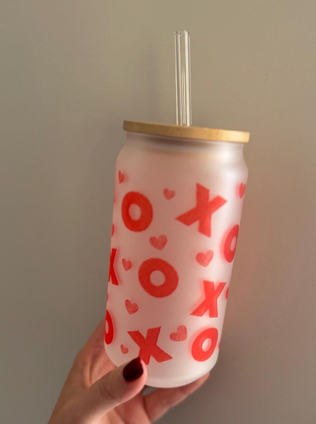 Frosted XOXO Glass Cup - Etsy