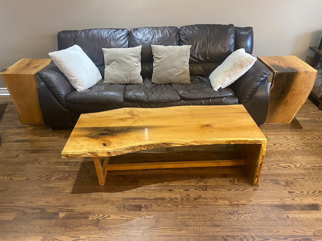 Live Edge Cherry Waterfall Coffee Table Set - Etsy