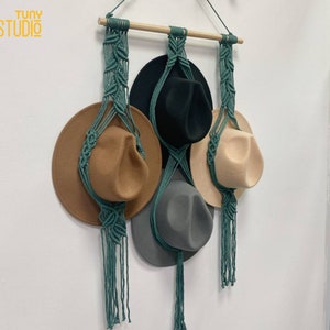 Macrame Hat Hanger, Macrame Decor, Cap Rack Display, Farmhouse Style ...
