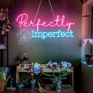 Perfectly Imperfect Neon Sign, Quote Wall Art Led Light, Affirmation ...