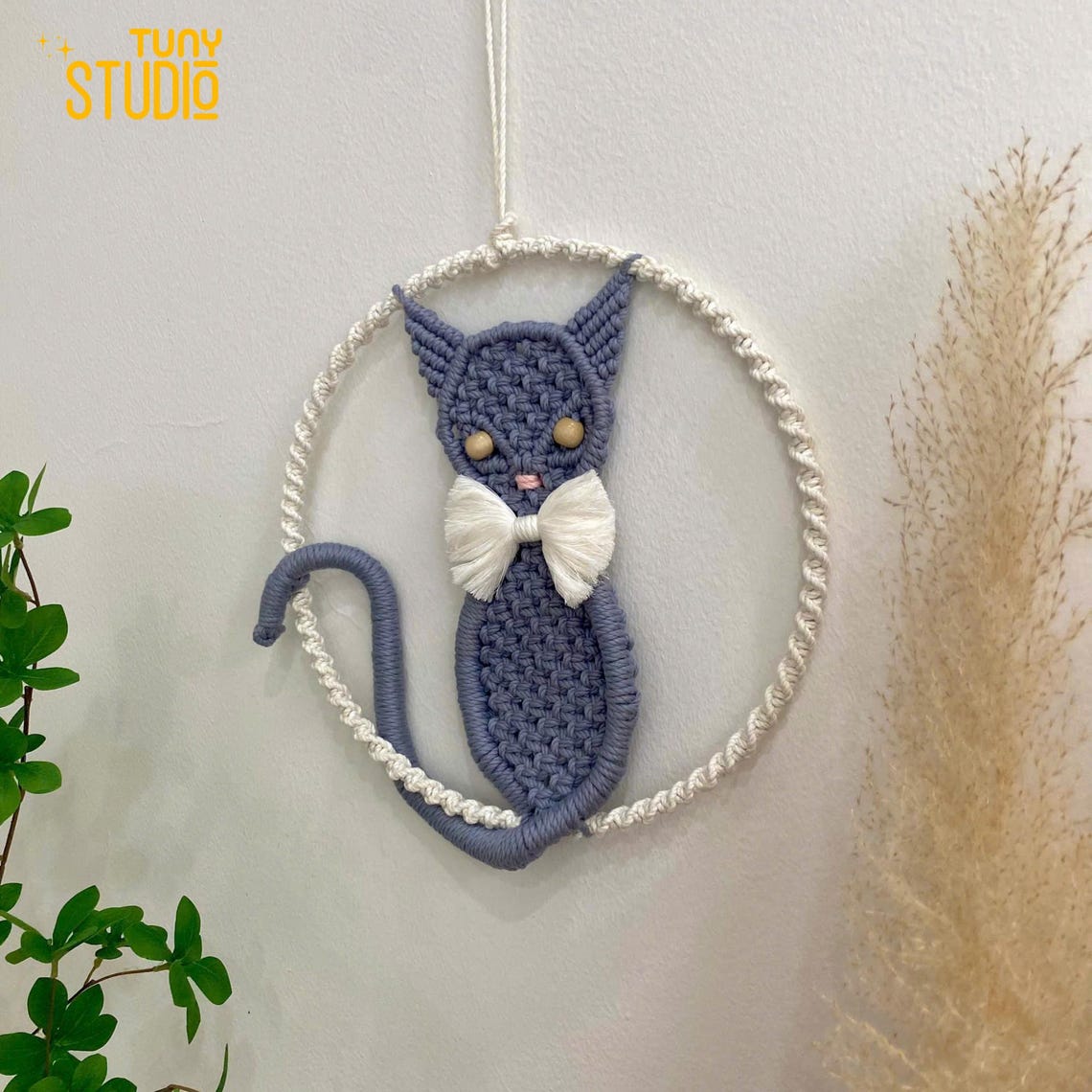 Macrame Cat Wall Decor, Macrame Cat Wall Art, Boho Nursery Decor, Cat ...