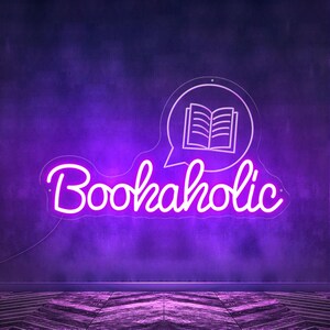 Bookholic Neon Sign, Books Led Sign, Bookish Neon Light, Book Wall Art ...