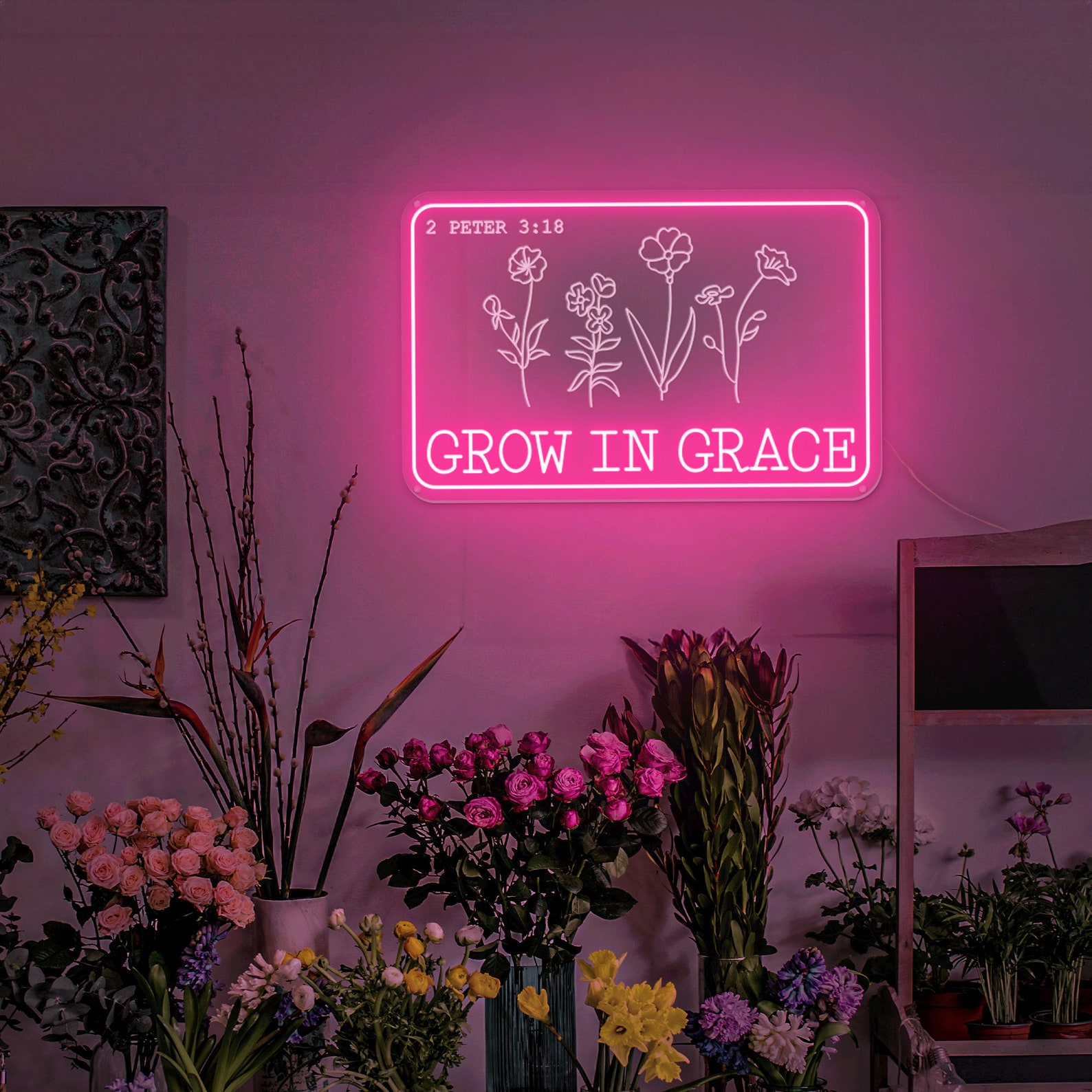 Grow in Grace 2 Peter 3:18 Neon Sign, Christian Led Light, Faith Neon ...