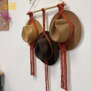 Macrame Hat Hanger, Macrame Decor, Cap Rack Display, Farmhouse Style ...