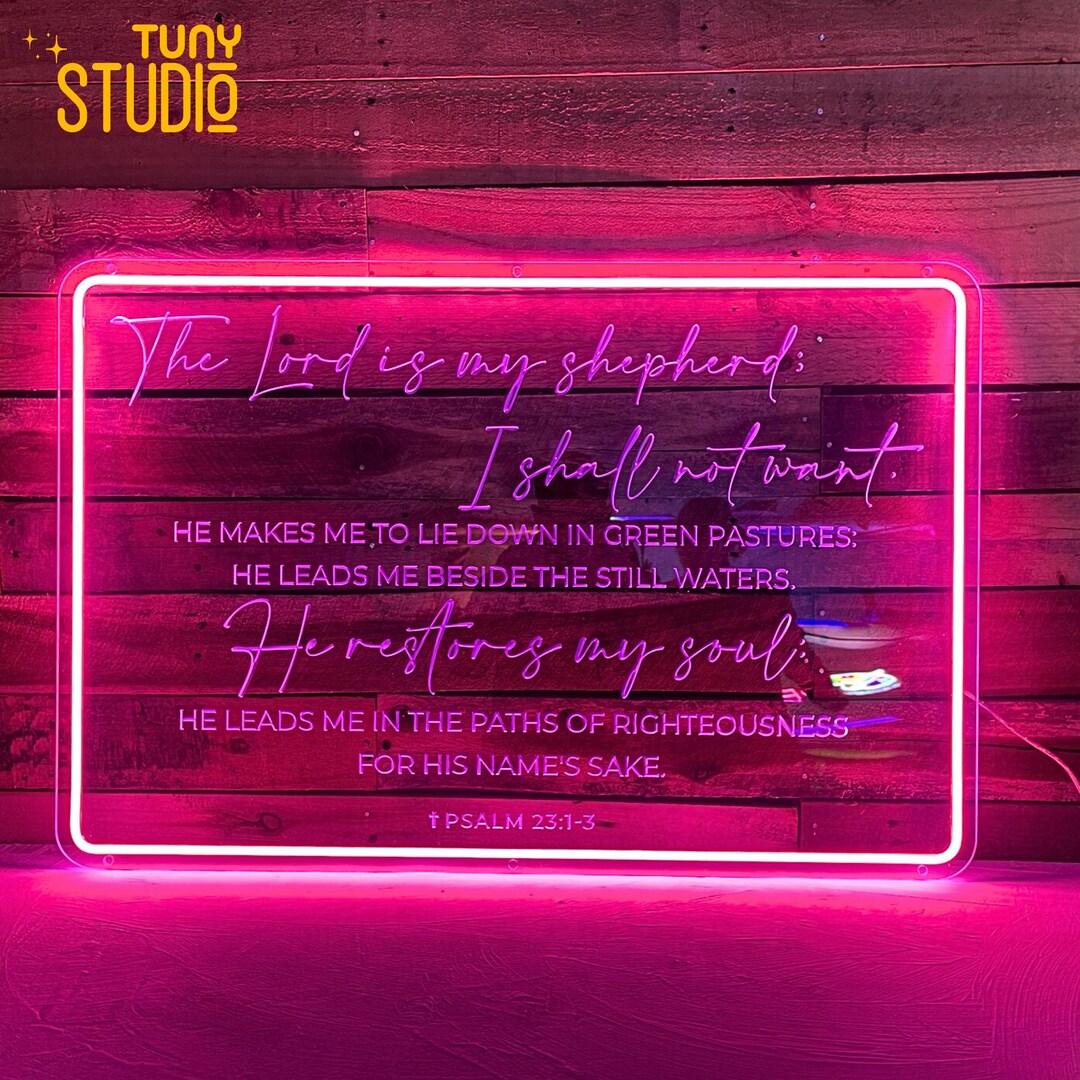 Personalized Bible Verse Neon Sign, Bible Wall Art, Favorite Bible ...