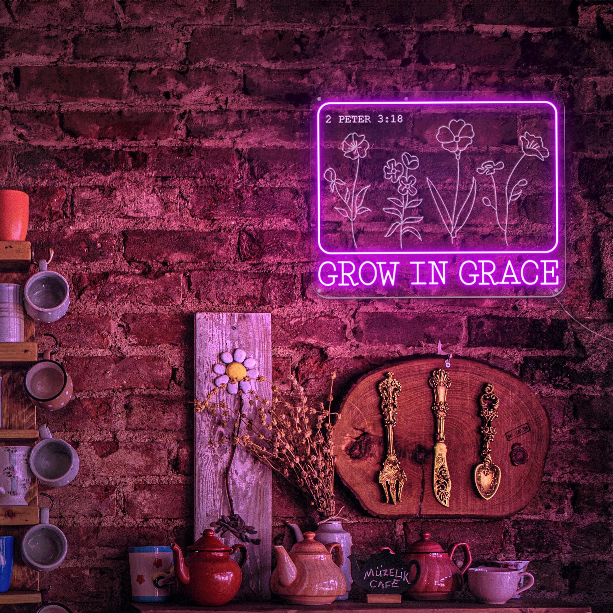 Grow in Grace 2 Peter 3:18 Neon Sign, Christian Led Light, Faith Neon ...