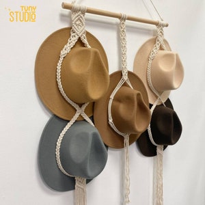 Macrame Hat Hanger, Macrame Decor, Cap Rack Display, Farmhouse Style ...