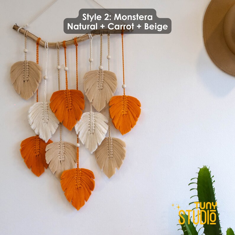 Monstera Leaf Wall Hanging Macrame, Large Leaf Macrame Wall Art ...