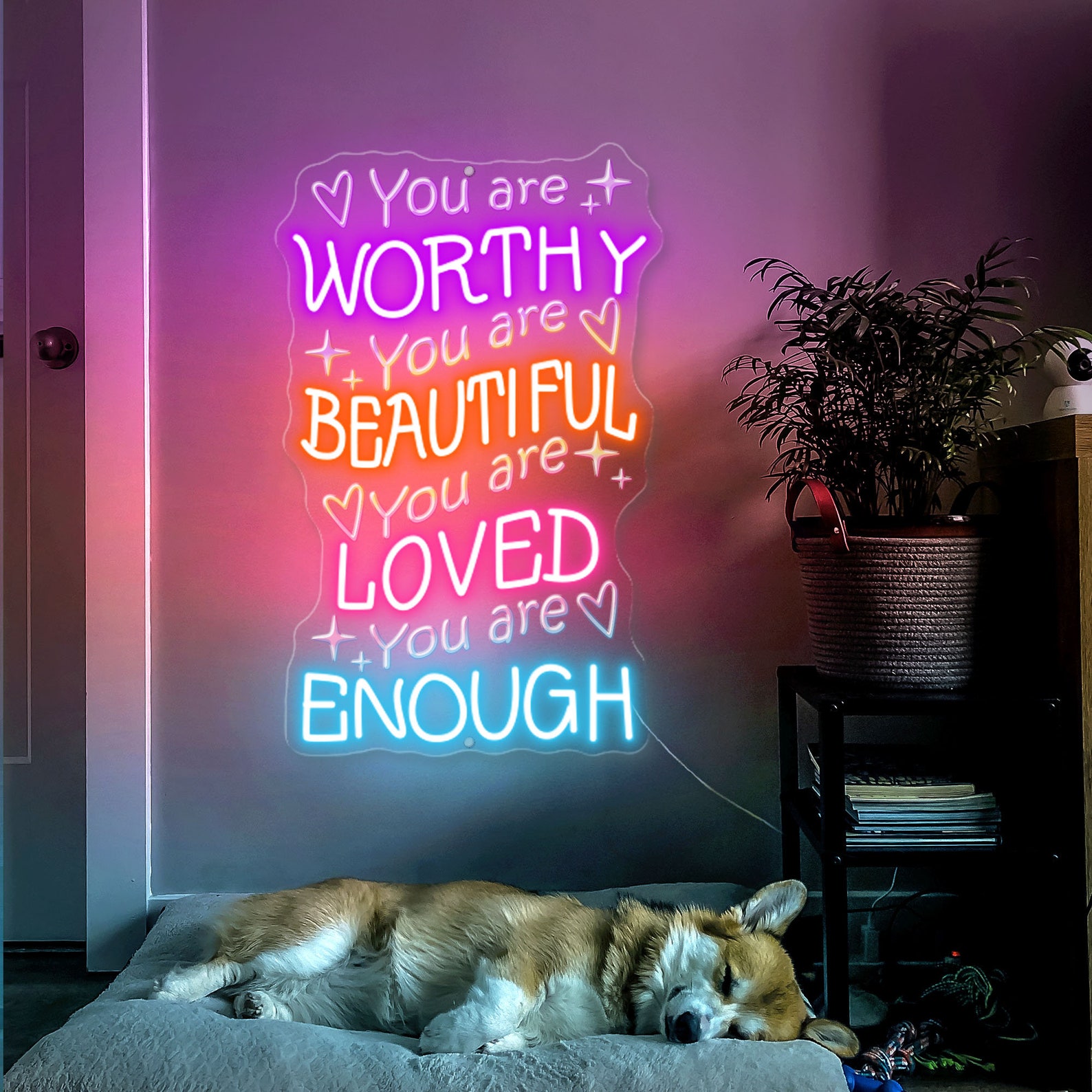Motivational Neon Sign "you Are Worthy", Self Love Neon Sign, Self ...