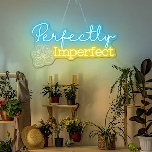 Perfectly Imperfect Neon Sign, Quote Wall Art Led Light, Affirmation ...