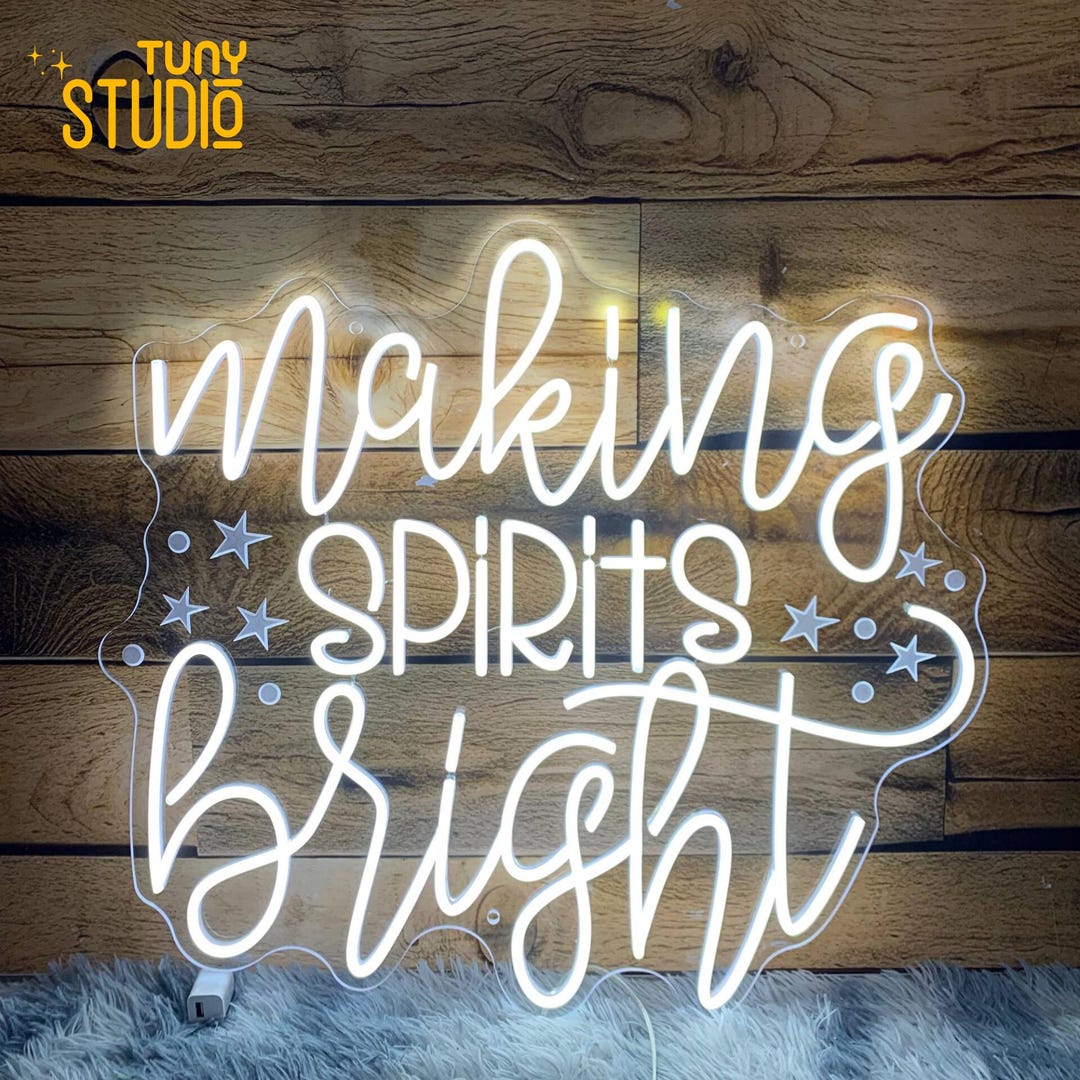 Making Spirits Bright Neon Sign, Merry Christmas, Holiday Season Decor ...