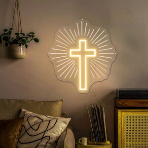 Christian Cross Neon Light, Neon Sign Light Decor, Cross Neon Sign ...