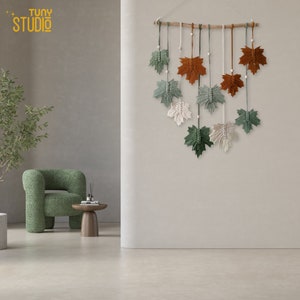 Maple Leaf Macrame Wall Hanging, Macrame Feather Wall Hanging, Gift for ...