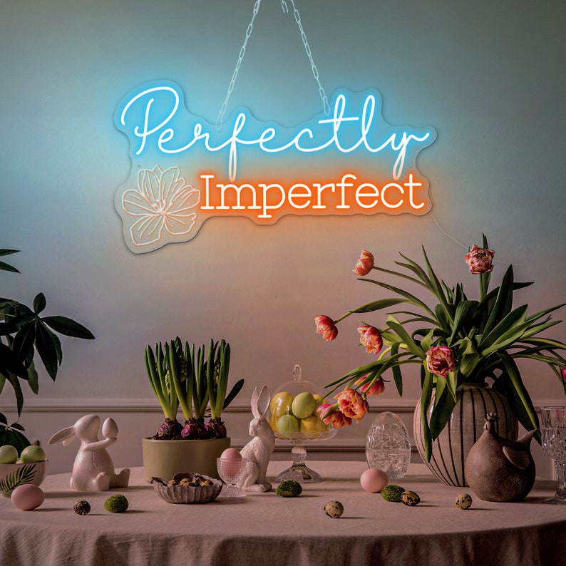 Perfectly Imperfect Neon Sign, Quote Wall Art Led Light, Affirmation ...