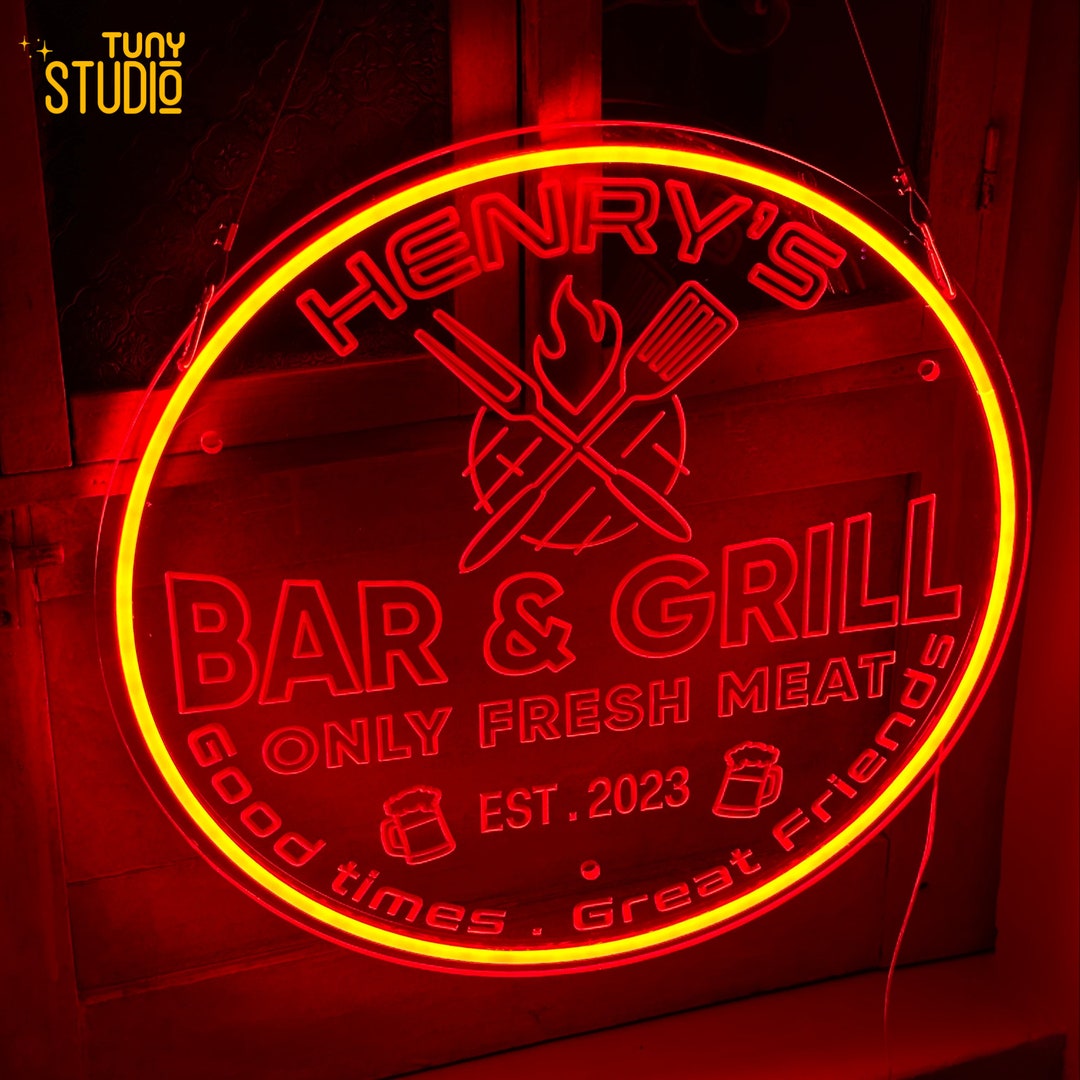 Custom Bar Neon Sign for Home Bar, Personalized Neon Sign Custom LED Bar Sign, 3D Engraving Art ...