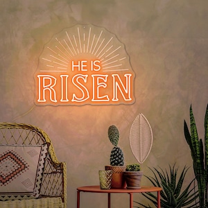 He is Risen Neon Sign, He is Risen Led Sign, Jesus Engraving Neon Sign ...