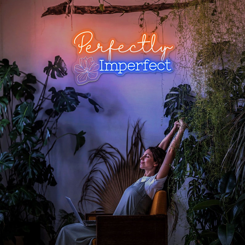 Perfectly Imperfect Neon Sign, Quote Wall Art Led Light, Affirmation ...