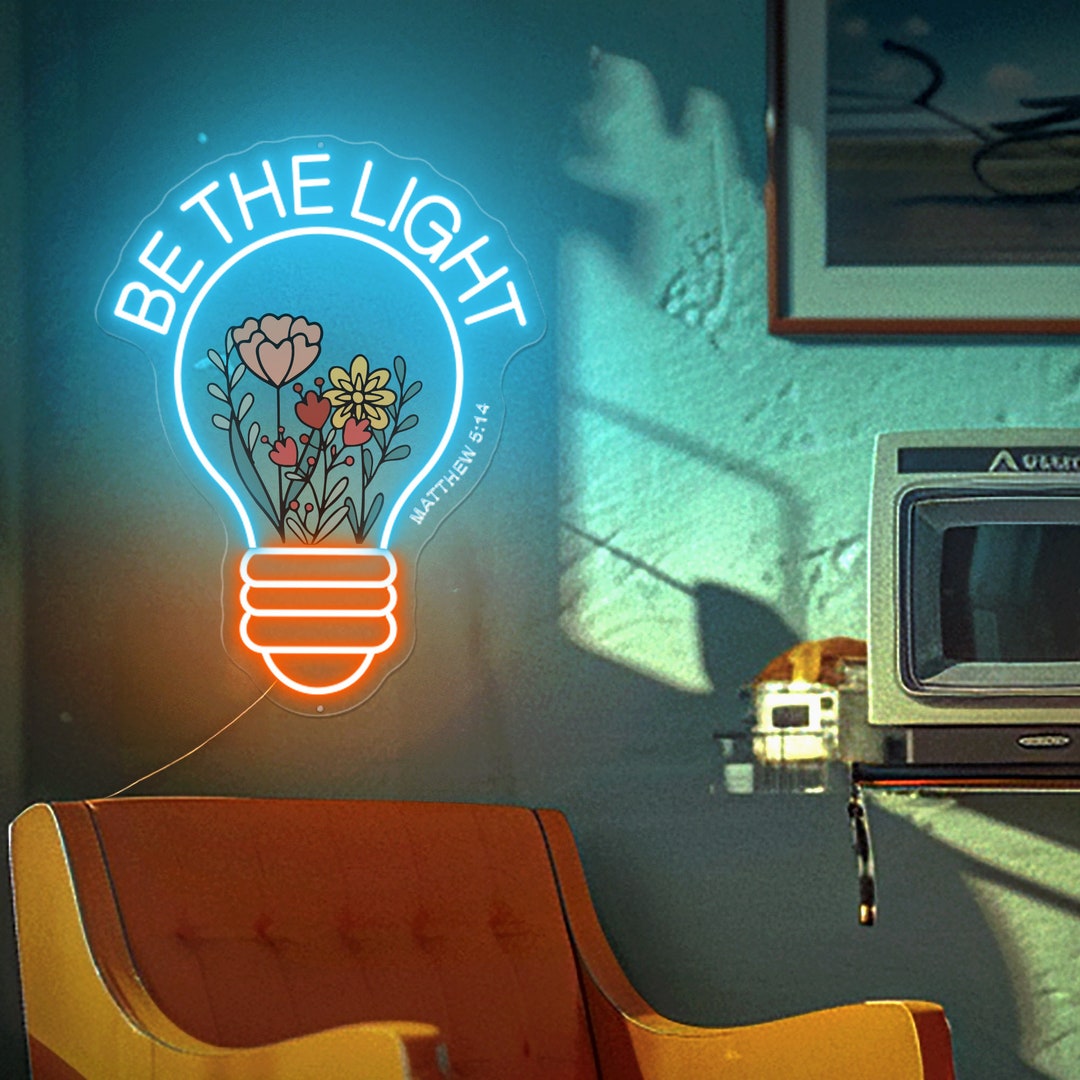 Be the Light Neon Sign, 3D Engraving Neon Sign, Bible Verse LED Light ...