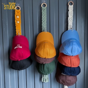 Macrame Cap Rack, Cap Organizer, Hat Accessories, Baseball Cap Storage ...