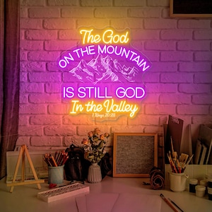 Christian Faith Neon Sign, God of the Mountain Neon Sign, Jesus Bible ...