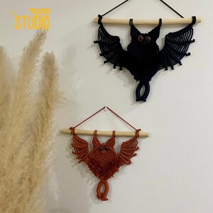 Macrame Bat Wall Hanging, Halloween Macrame Wall Decor, Dark Academia, Gothic Home Decor ...