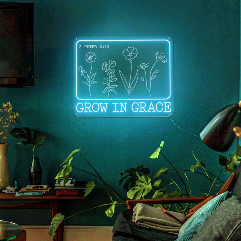 Grow in Grace 2 Peter 3:18 Neon Sign, Christian Led Light, Faith Neon ...