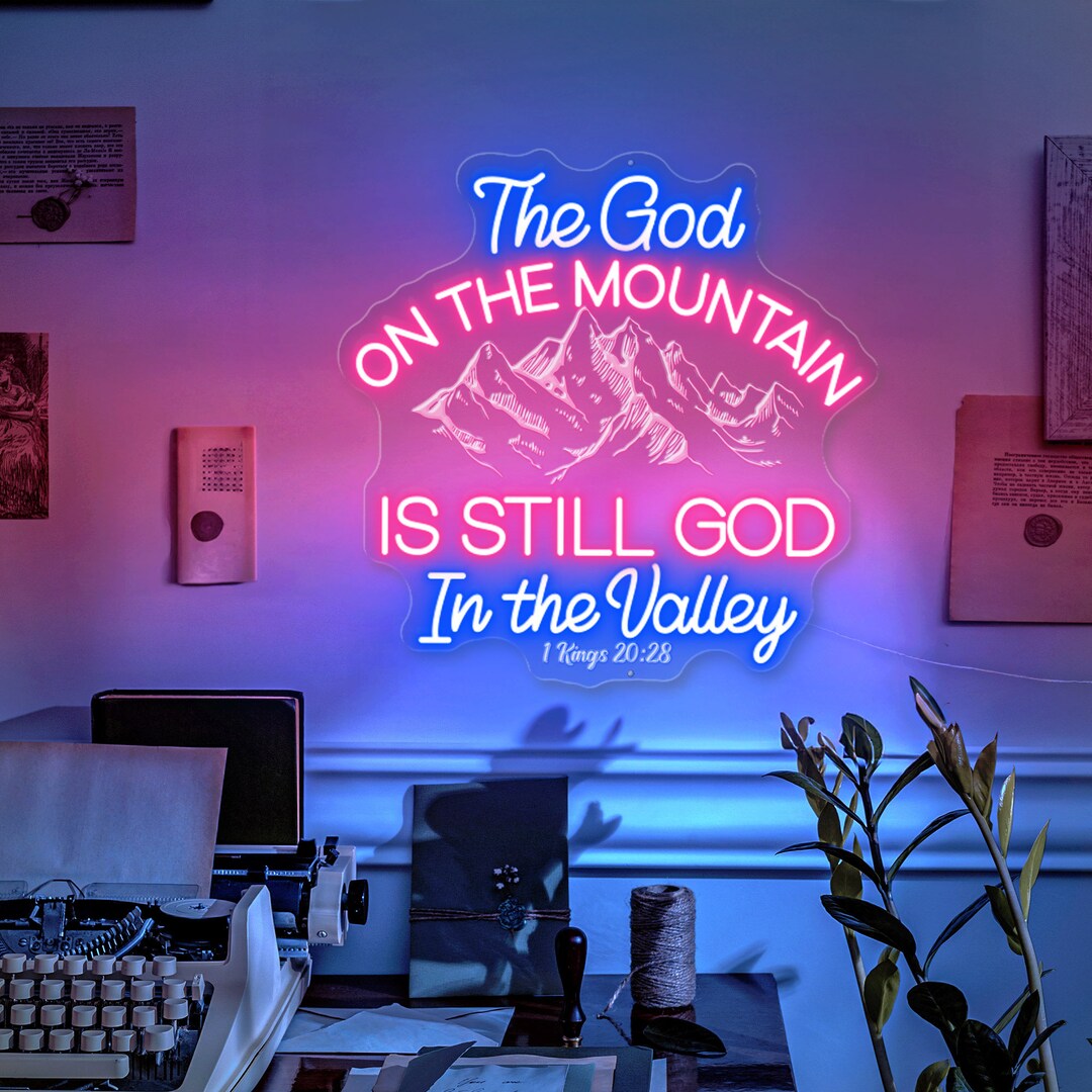 Christian Faith Neon Sign, God of the Mountain Neon Sign, Jesus Bible ...