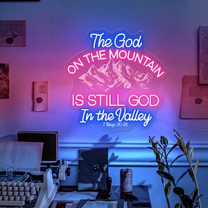 Christian Faith Neon Sign, God of the Mountain Neon Sign, Jesus Bible ...