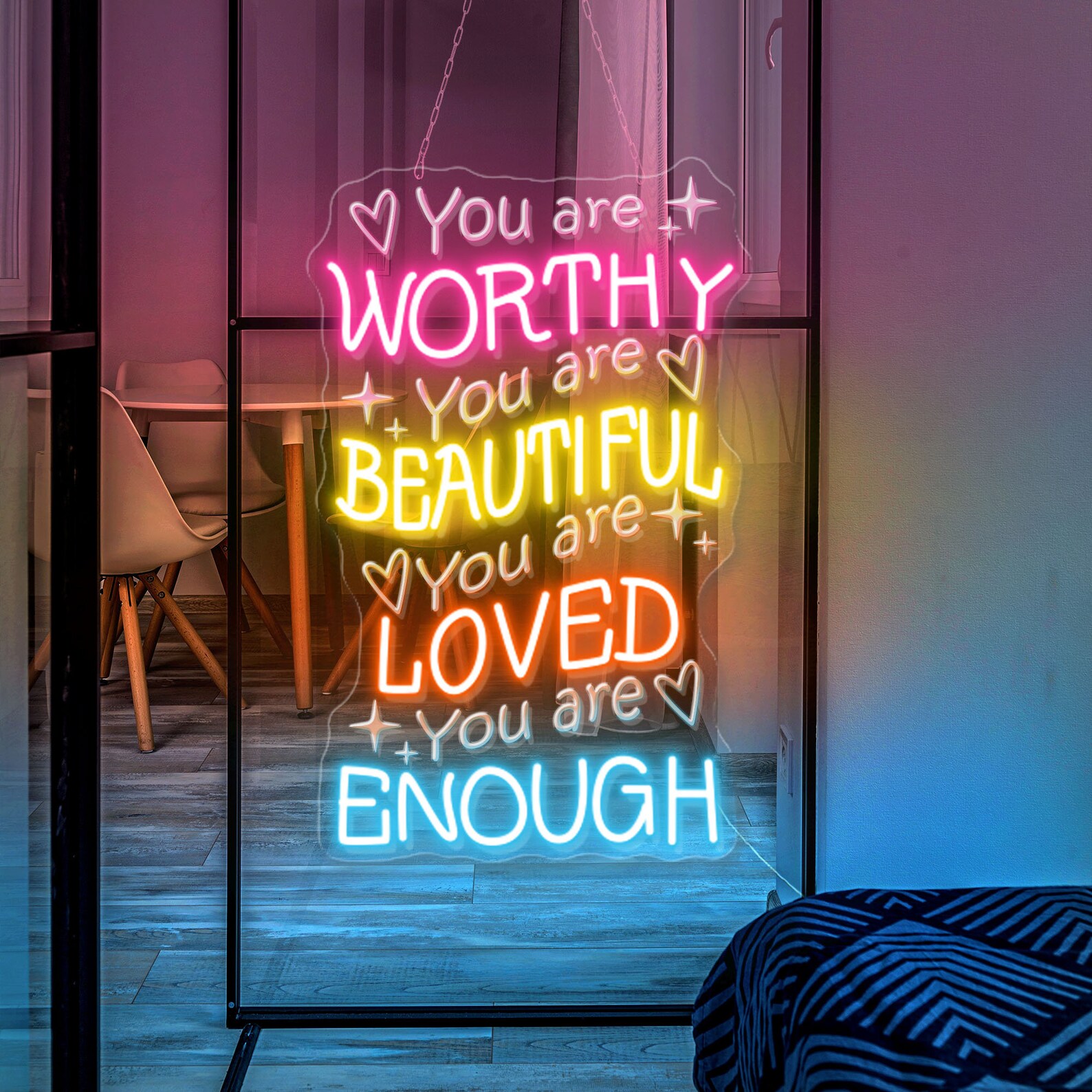 Motivational Neon Sign "you Are Worthy", Self Love Neon Sign, Self ...