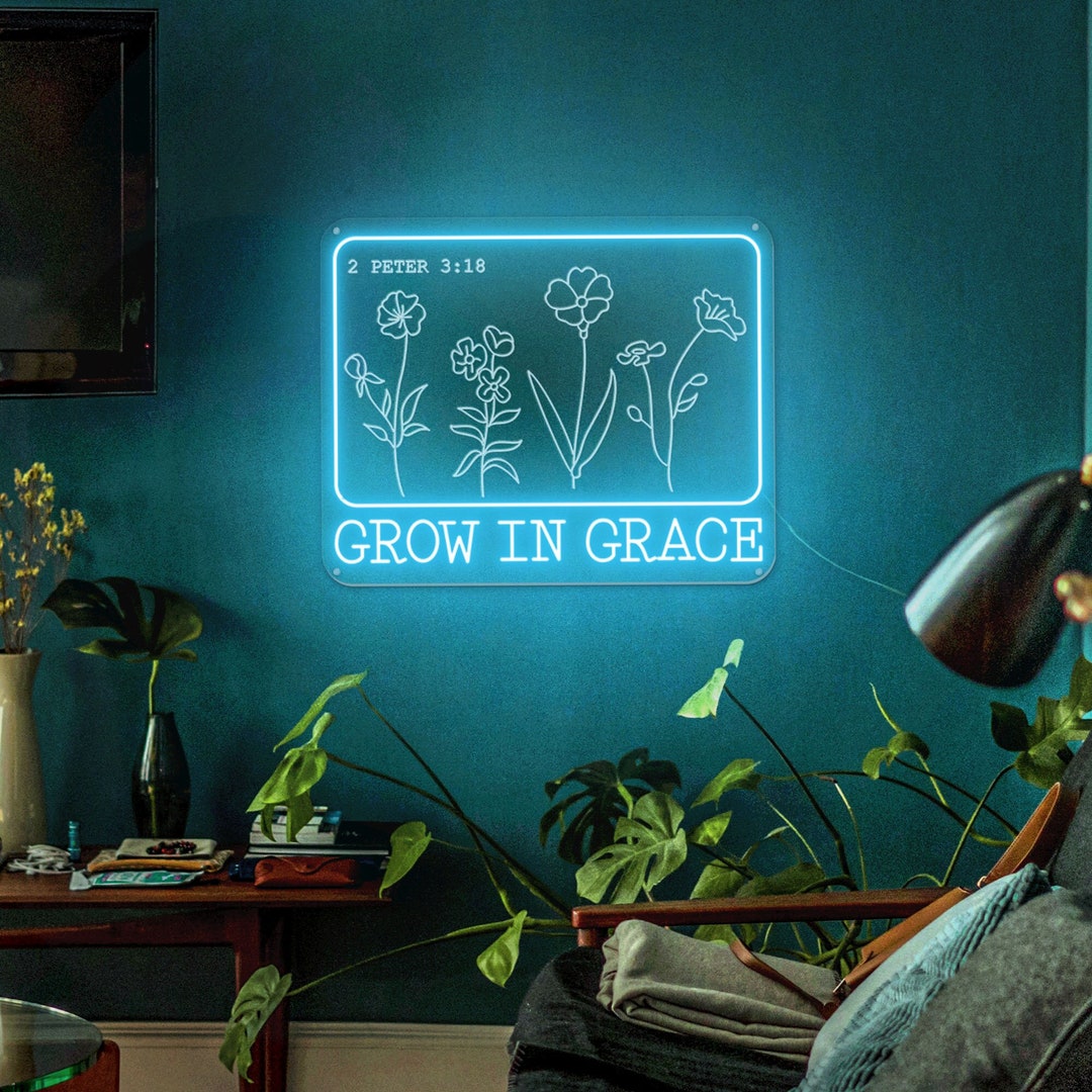 Grow in Grace 2 Peter 3:18 Neon Sign, Christian Led Light, Faith Neon ...