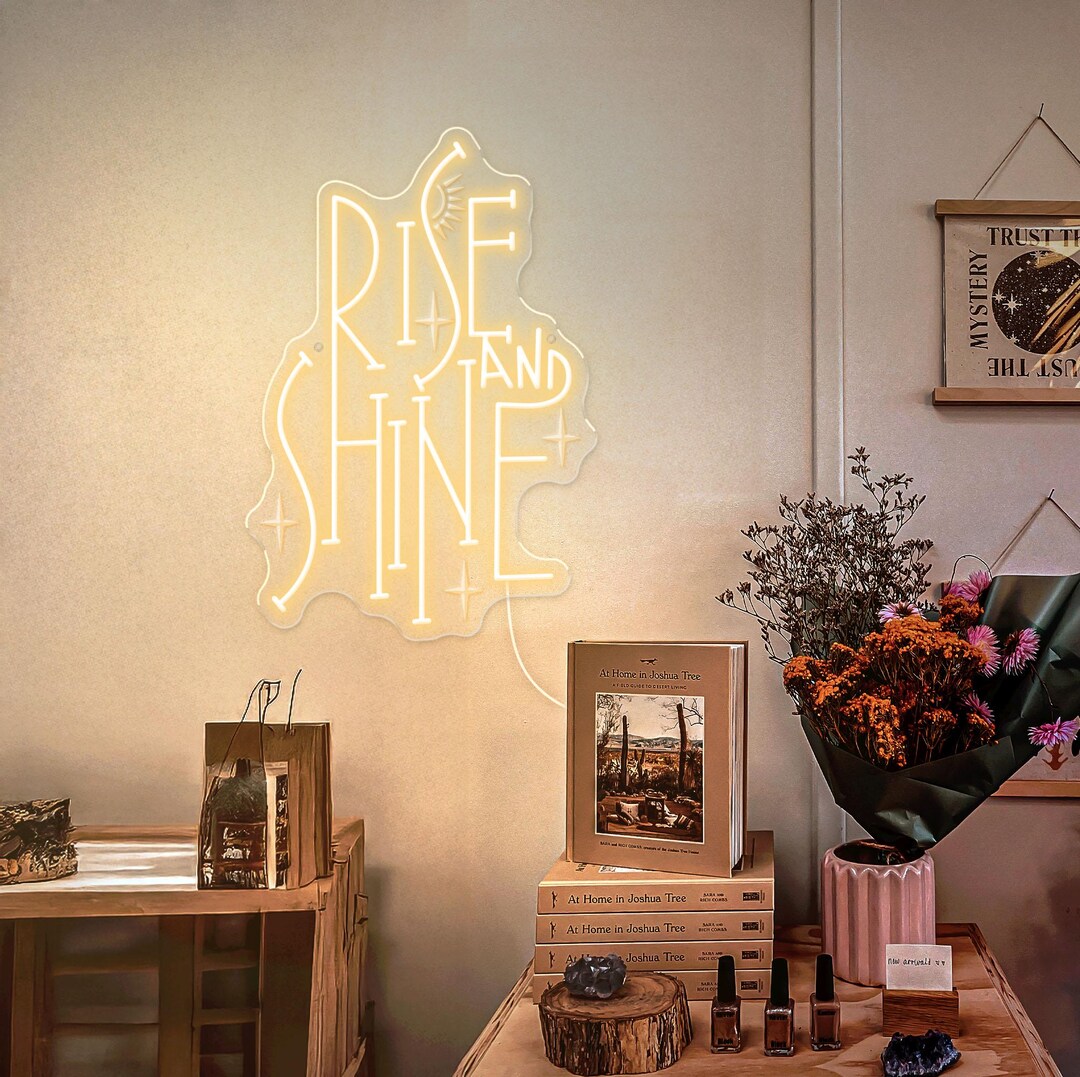 Rise and Shine LED Neon Sign, Motivational Wall Decor, Custom Studio ...
