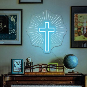 Christian Cross Neon Light, Neon Sign Light Decor, Cross Neon Sign ...