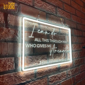 Personalized Bible Verse Neon Sign, Bible Verse LED Decor, Gift for ...