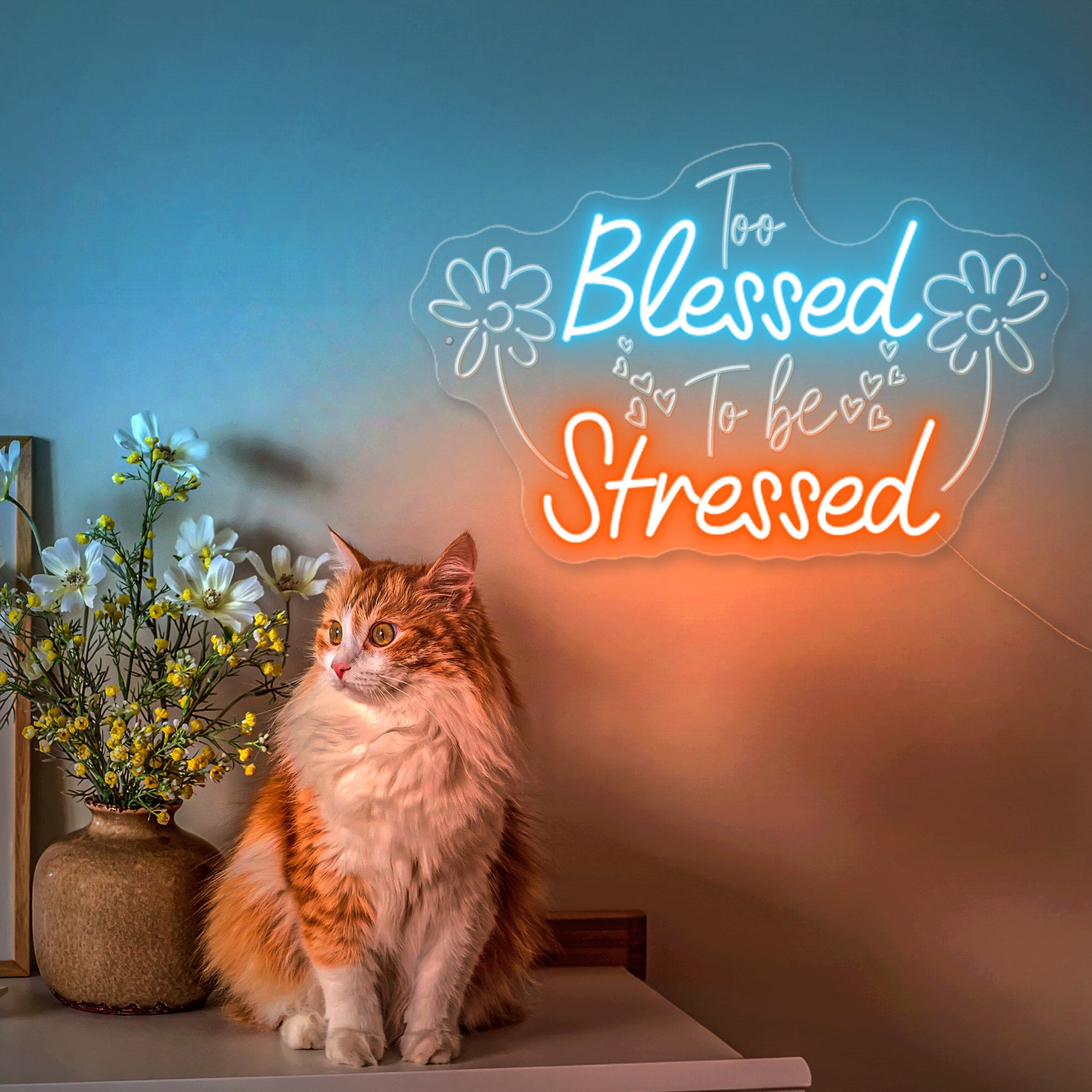 Too Blessed to Be Stressed Neon Sign, Blessed Neon Sign, Custom LED ...