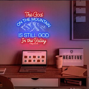 Christian Faith Neon Sign, God of the Mountain Neon Sign, Jesus Bible ...