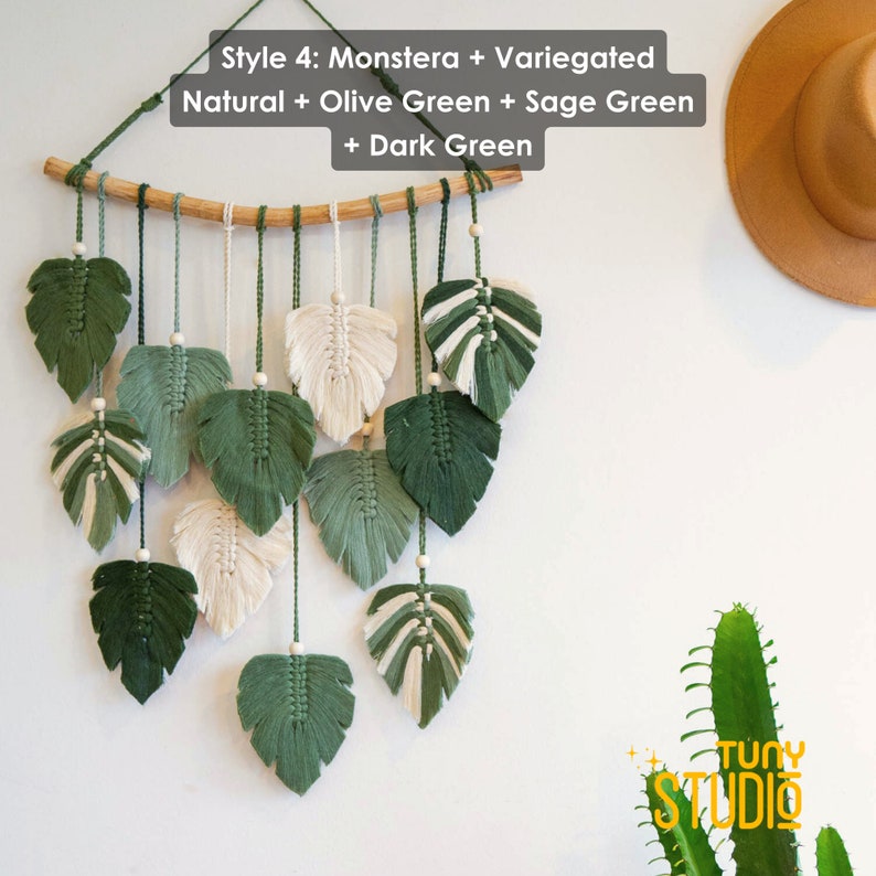 Macrame Monstera Leaves Art Botanical Wall Art Monstera - Etsy