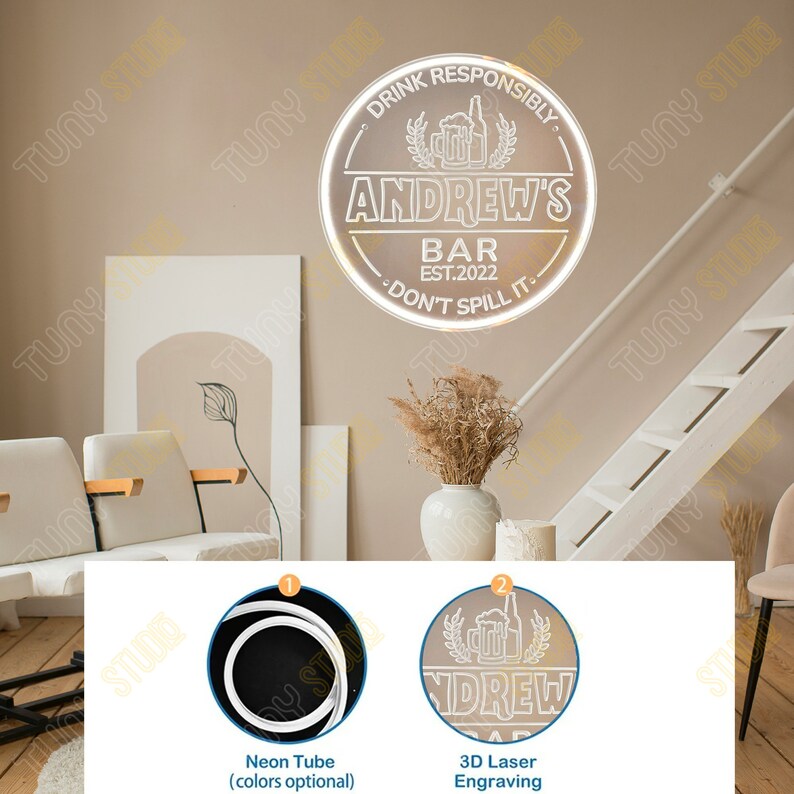 Custom Bar Neon Sign for Home Bar, Personalized Neon Sign Custom LED ...