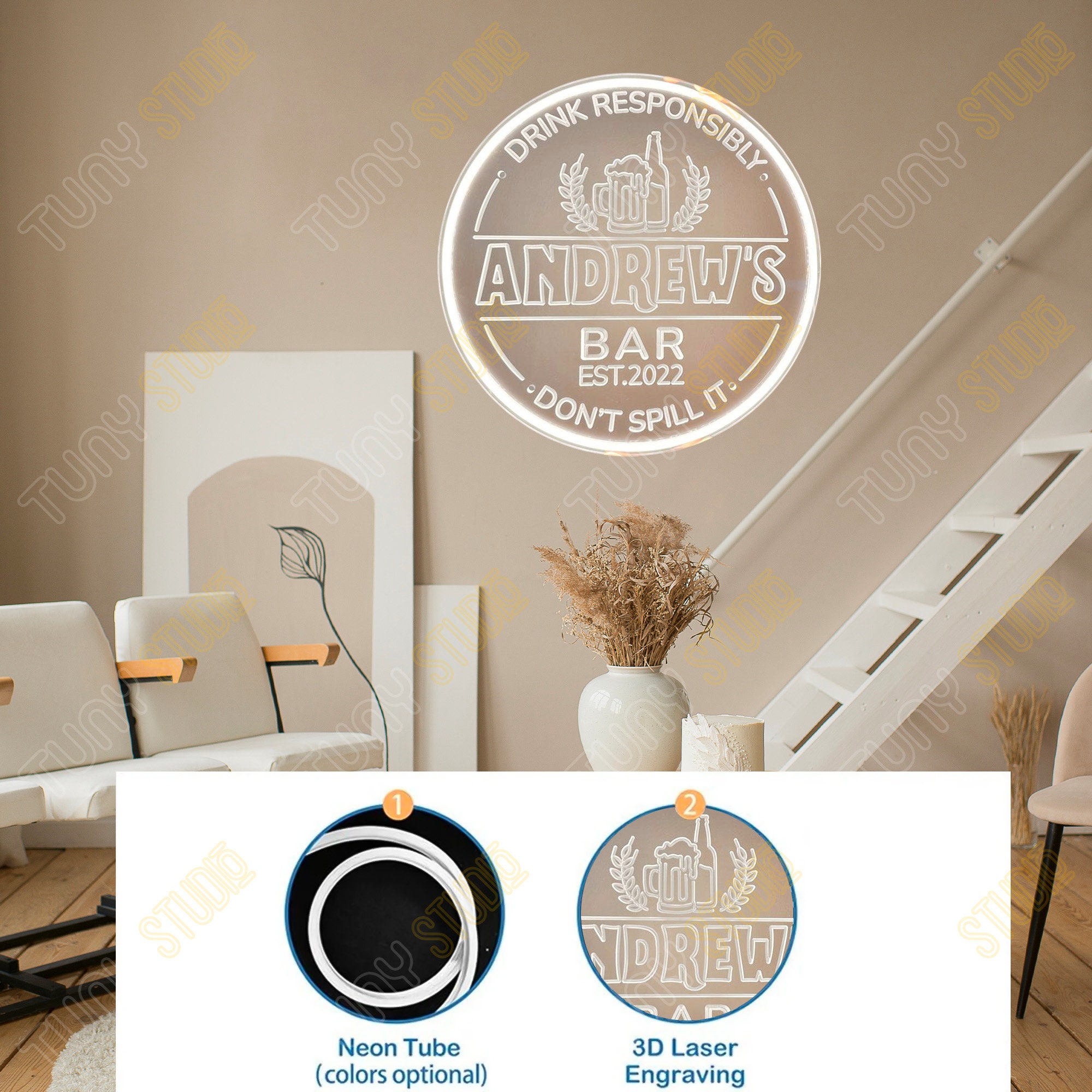 Custom Bar Neon Sign for Home Bar, Personalized Neon Sign Custom LED ...