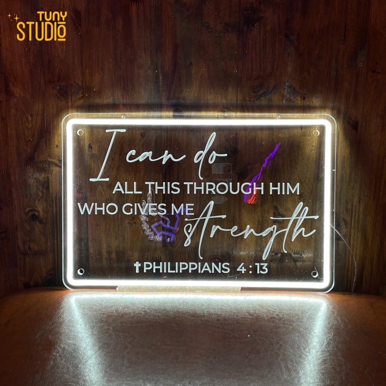 Personalized Bible Verse Neon Sign, Bible Verse LED Decor, Gift for ...