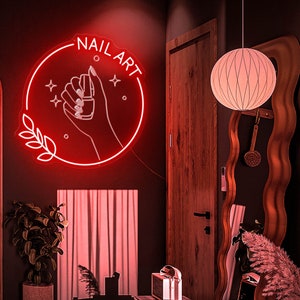 Nails Neon Sign, Nails Salon LED Sign, Salon Room Welcome Sign ...