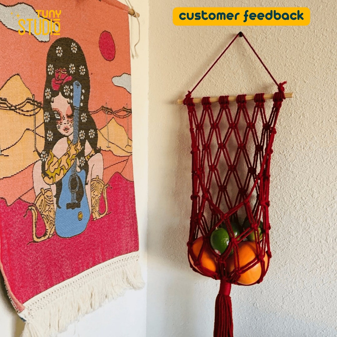 Macrame Hanging Fruit Basket, Vegetable Fruit Hanger, Veggie Fruit ...
