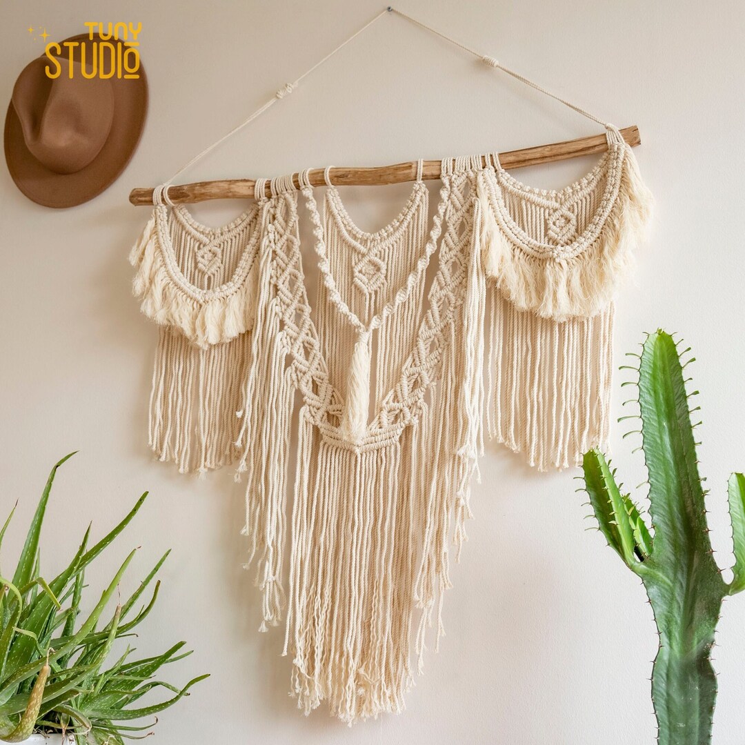 Large Macrame Wall Hanging, Macrame on Driftwood, Bohemian, Tapestry ...