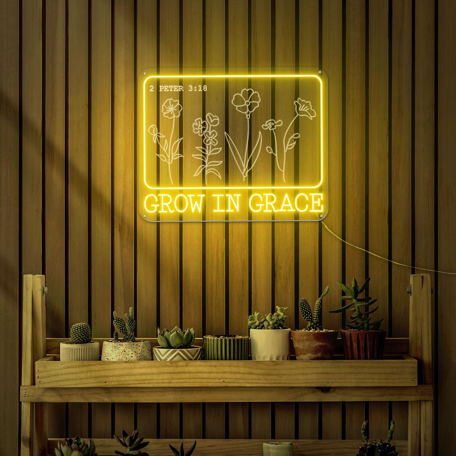 Grow in Grace 2 Peter 3:18 Neon Sign, Christian Led Light, Faith Neon ...